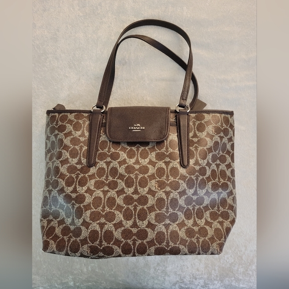Coach | Bags | Coach Purse Signature Pvc Ward Tote Brown | Poshmark